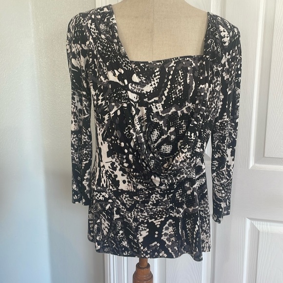 Spense | Tops | Vintage Spense Tunic Top Cowl Neck Black Gray White ...